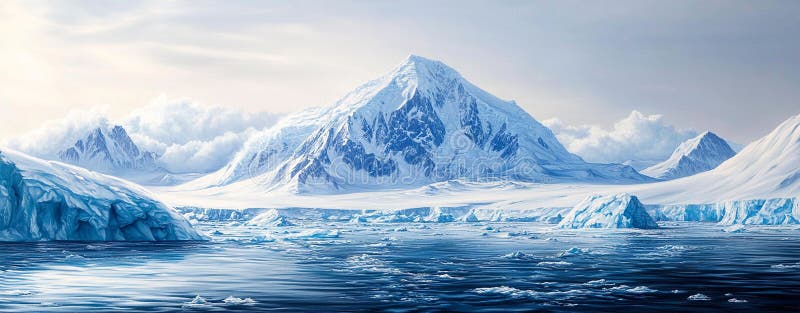 Mount Erebus, Antarctica, Hyper Realistic Drawing Stock Illustration ...