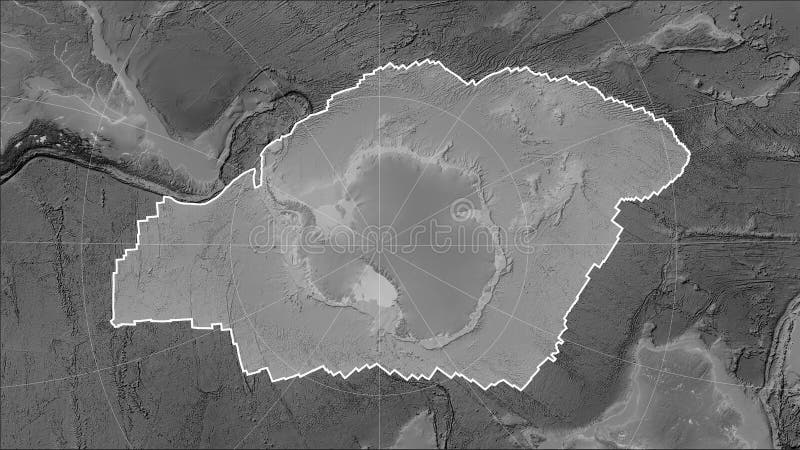 Antarctica Tectonic Plate. Grayscale Map Stock Illustration ...