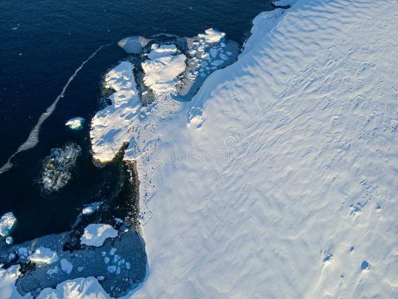 Antarctica View from Above. Snow, Glaciers and Ocean Stock Photo ...