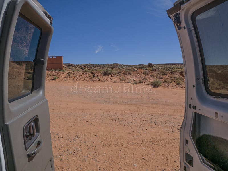 Antelope Canyon Shuttle Doors Landscape View, Arizona, USA Stock Photo ...