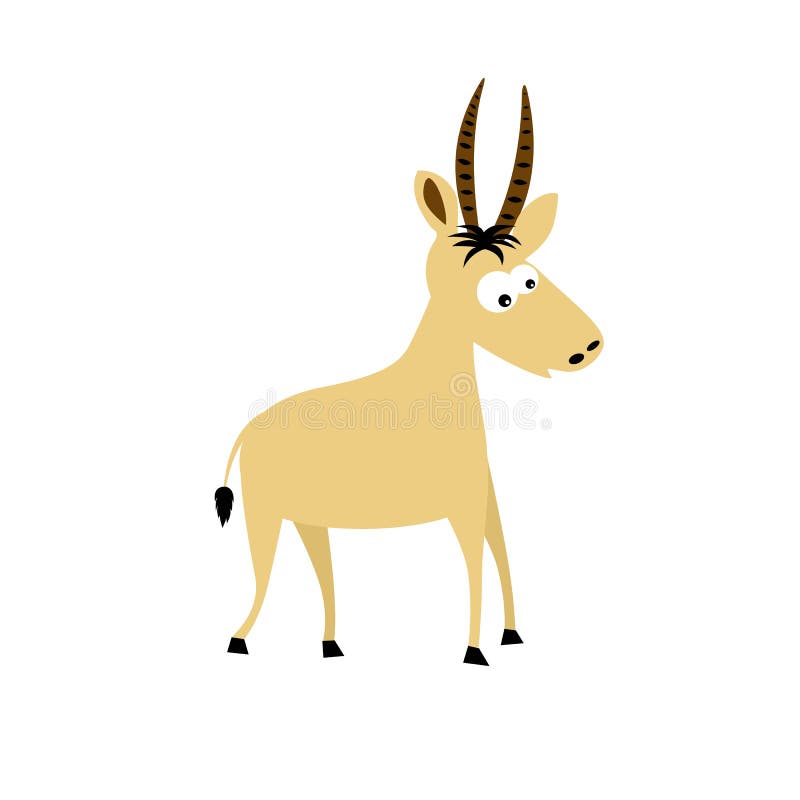 Antelope in 2d Cartoon Style. Flat Isolated Vector Stock Vector ...