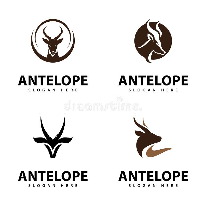 Antelope Head Logo Design Wild Animals Vector Illustration Stock Vector ...