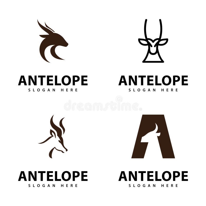 Antelope Head Logo Design Wild Animals Vector Illustration Stock Vector ...