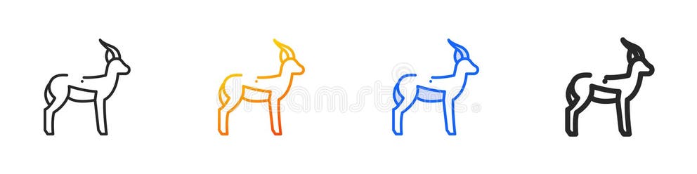 Antelope Icon.Thin Linear, Gradient, Blue Stroke and Bold Style Design Isolated on White ...