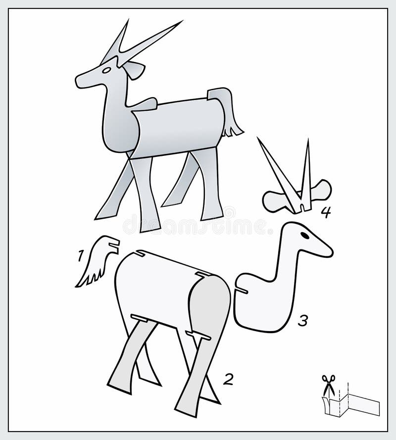 Antelope from Pieces of Paper. Composite Figure Stock Vector ...