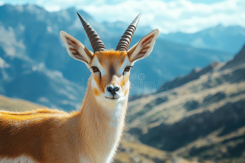 Antelope Standing in Front of Mountains Stock Illustration ...