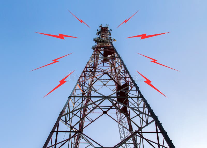 Antenna Cell Tower on a Background of Blue Sky Stock Photo - Image of ...