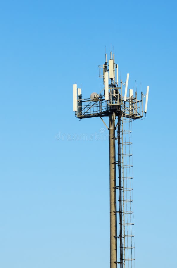 Antenna Cellular Networks Against the Blue Clear Sky Stock Photo ...