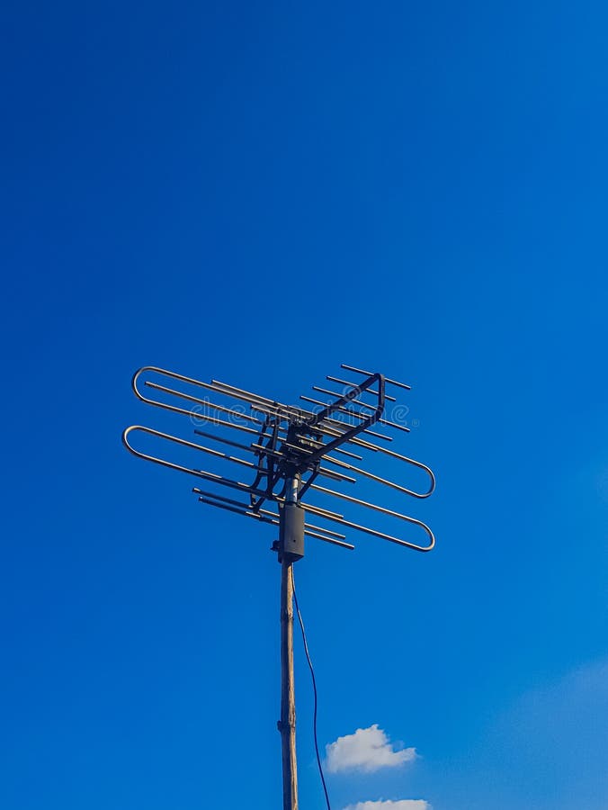 Antenna for Communication Signal on Blue Sky Background Stock Image ...