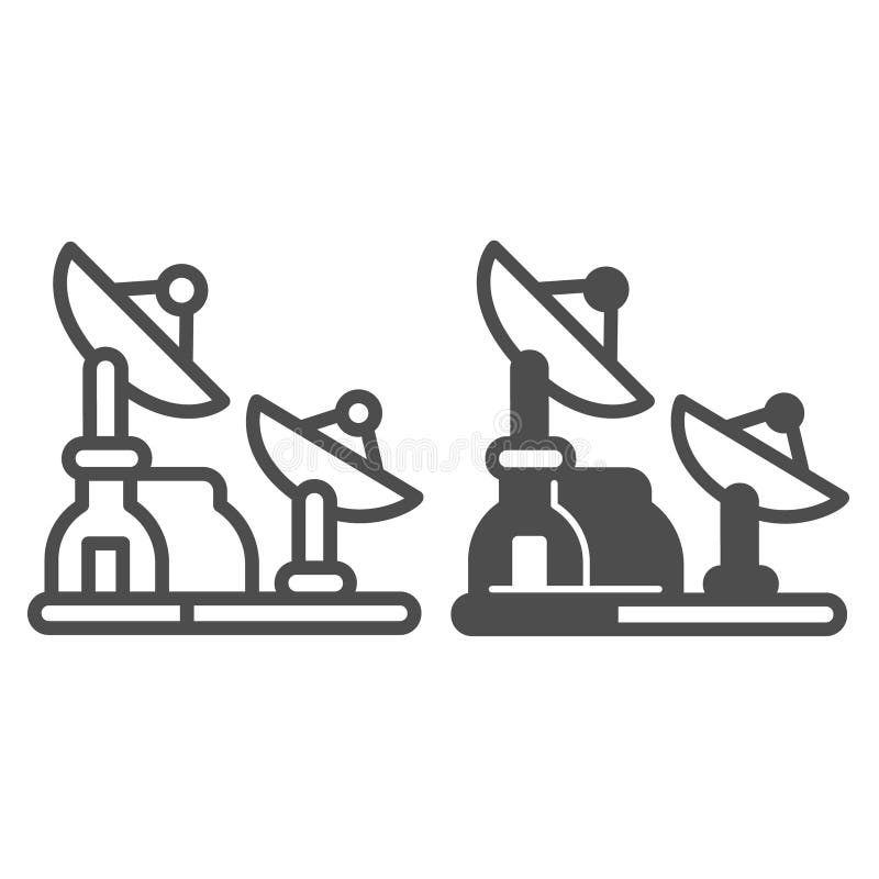 Antenna Dish Pair Line and Solid Icon, Cosmos Concept. Vector Graphics ...