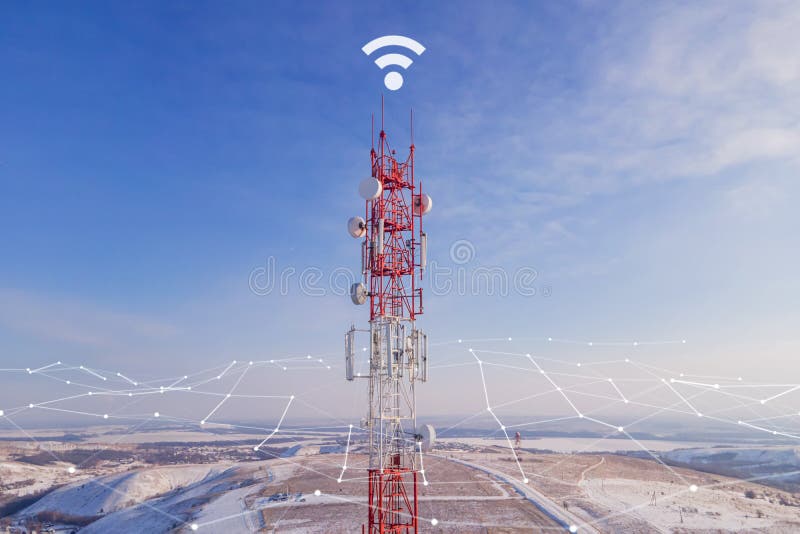 Antenna with 5G Technology with Digital Plexus Structure Stock Image ...