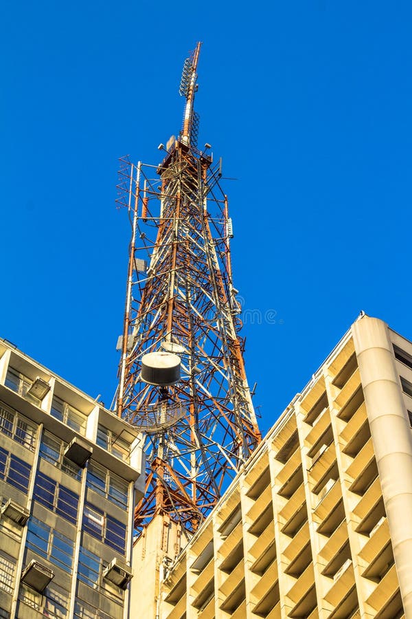 Antenna stock image. Image of city, broadcasting, blue - 77323367