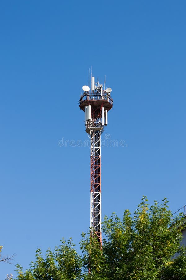 Antenna Mast for Transmitting Mobile Stock Photo - Image of telecom ...