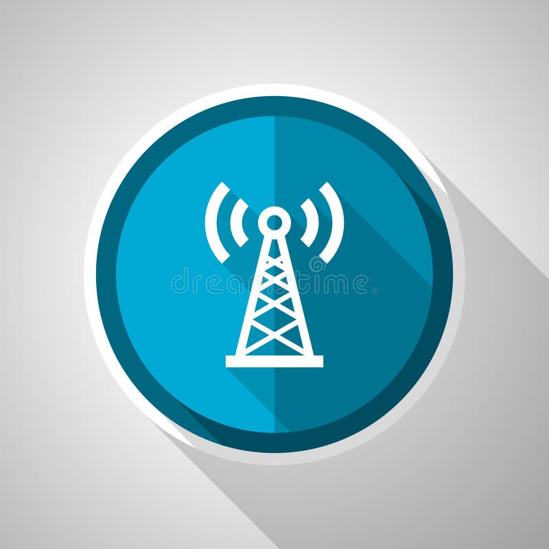 Antenna, Network Symbol, Flat Design Vector Blue Icon with Long Shadow ...
