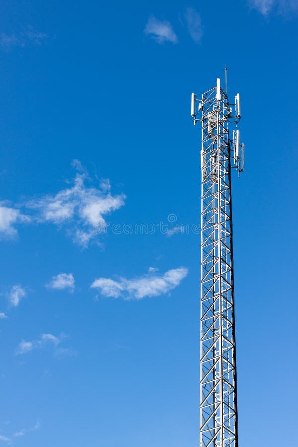 Antenna Repeater Tower on Blue Sky Stock Photo - Image of ...
