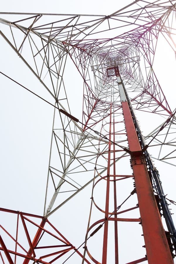 Telecommunication Tower Communication Tower with Wi-fi Wave Stock Image ...