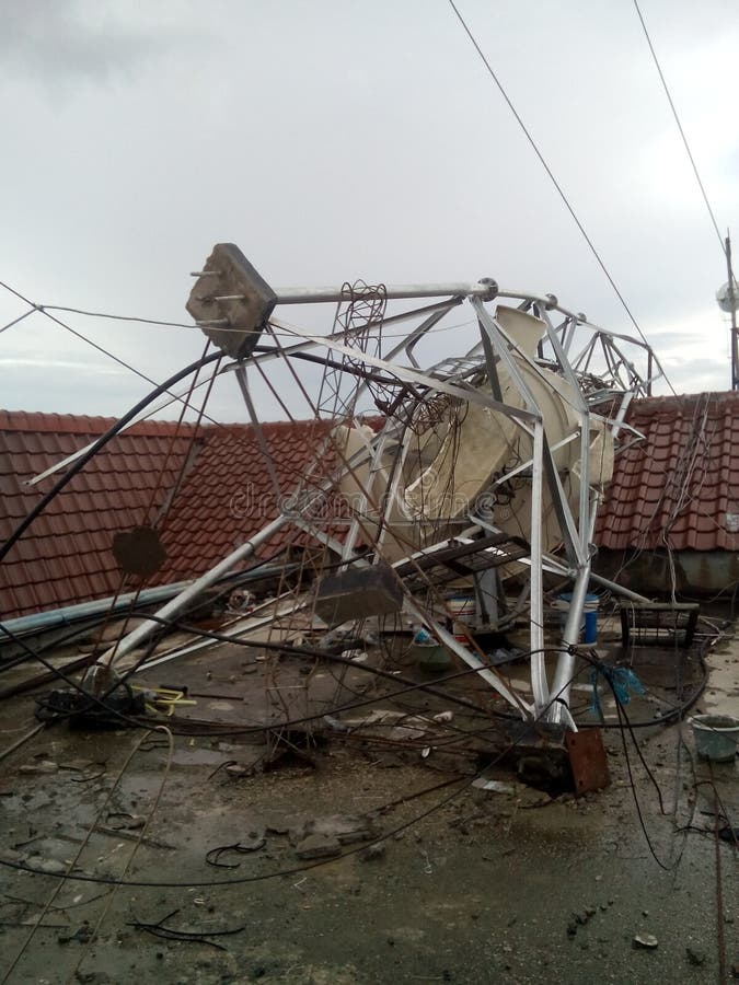 Antenna tower disaster stock photo. Image of industry - 324483800