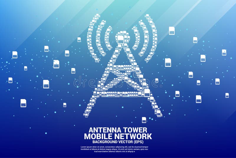 Antenna Tower Icon from Mobile Sim Card. Stock Illustration ...