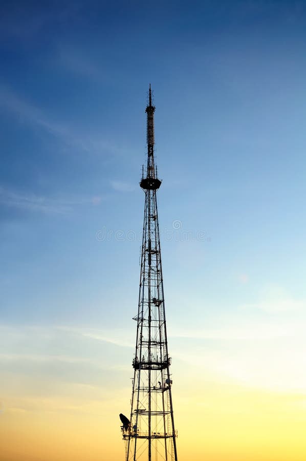 Antenna tower on Sunset stock photo. Image of wave, global - 29131012