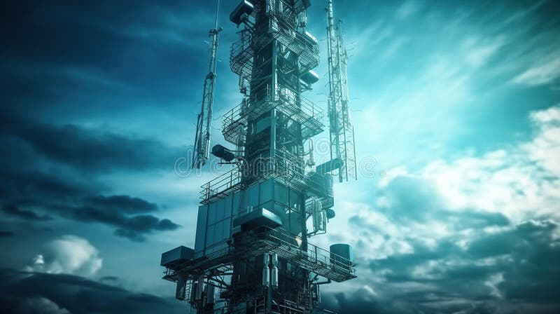 Antenna Tower of Telecommunication AI Generated Image Stock ...