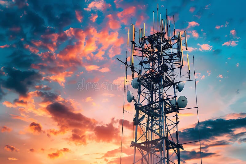 Antenna Tower of Telecommunication and Hone Base Station with Wireless ...