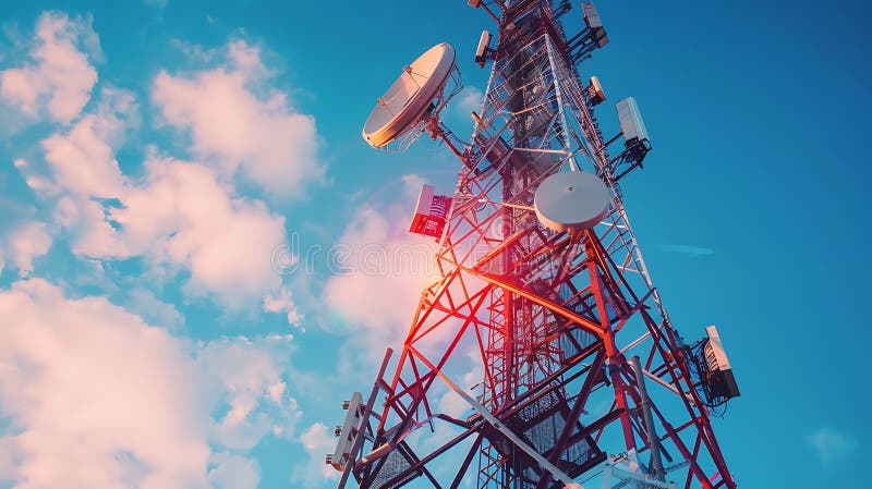 Antenna Tower of Telecommunication and Hone Base Station with Wireless ...