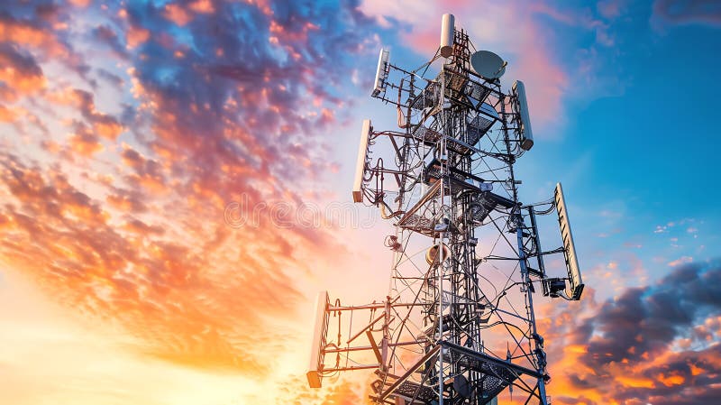 Antenna Tower of Telecommunication and Hone Base Station with Wireless ...