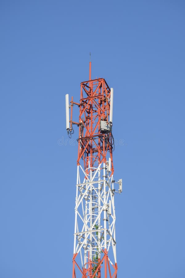 Antenna Transmission Tower., Painted White and Red in a Day of C Stock ...