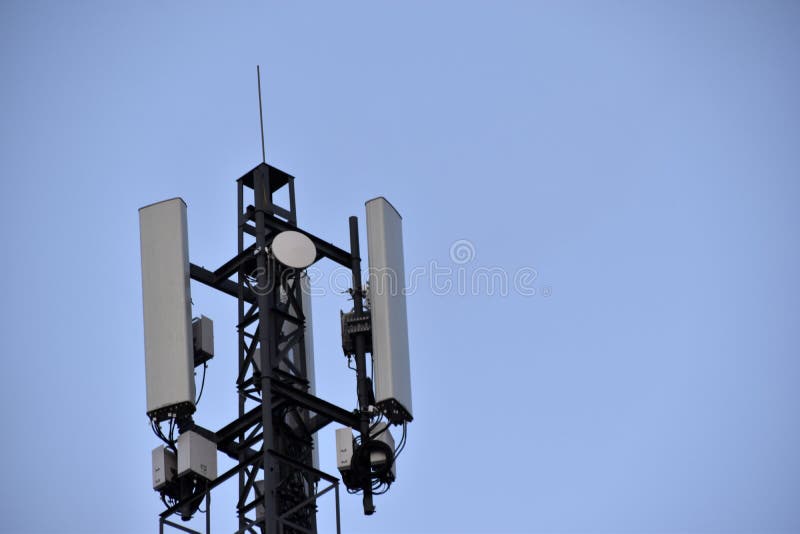 Antenna Transmitter on an Iron Mast in the City Stock Image - Image of ...