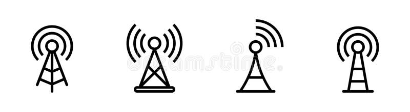 Antenna Vector Icons. Communication Tower Icons. Transmitter Symbol Set ...