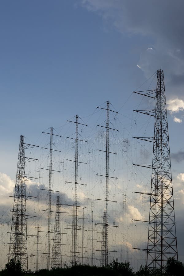 Antennas array at sunset stock photo. Image of background - 43624896