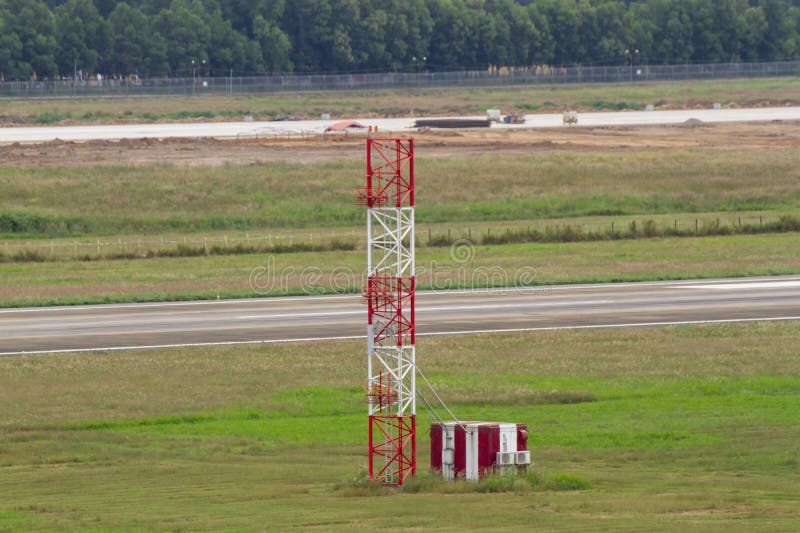 Antennas for Instrument Landing System of Airport. Stock Photo - Image ...