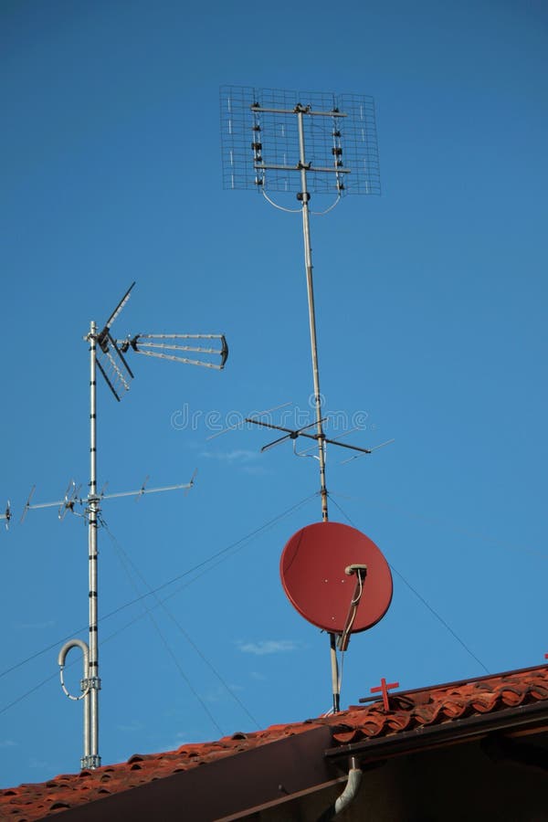 Antennas stock image. Image of dish, house, buildings - 80072737