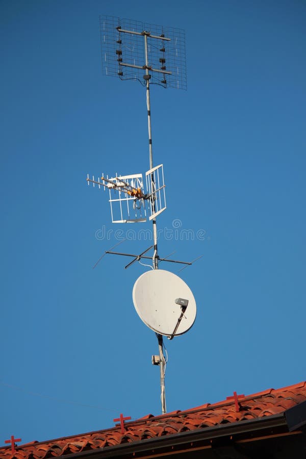 Antennas stock photo. Image of pole, buildings, antennas - 80072784