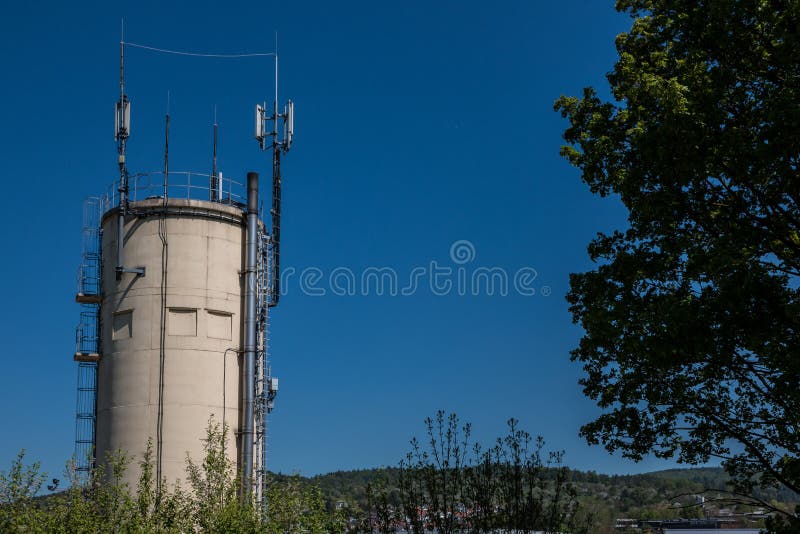 Antennas on a Small Tower in the Center of the Town Stock Image - Image ...