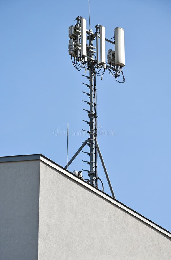 Antennas on the Top of a Building Stock Image - Image of clear, angle ...