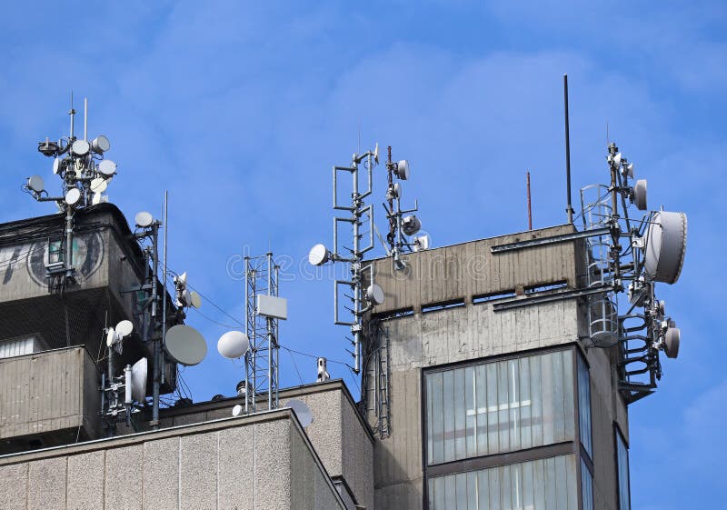 Antennas on the Top of a High Building Stock Photo - Image of dish ...