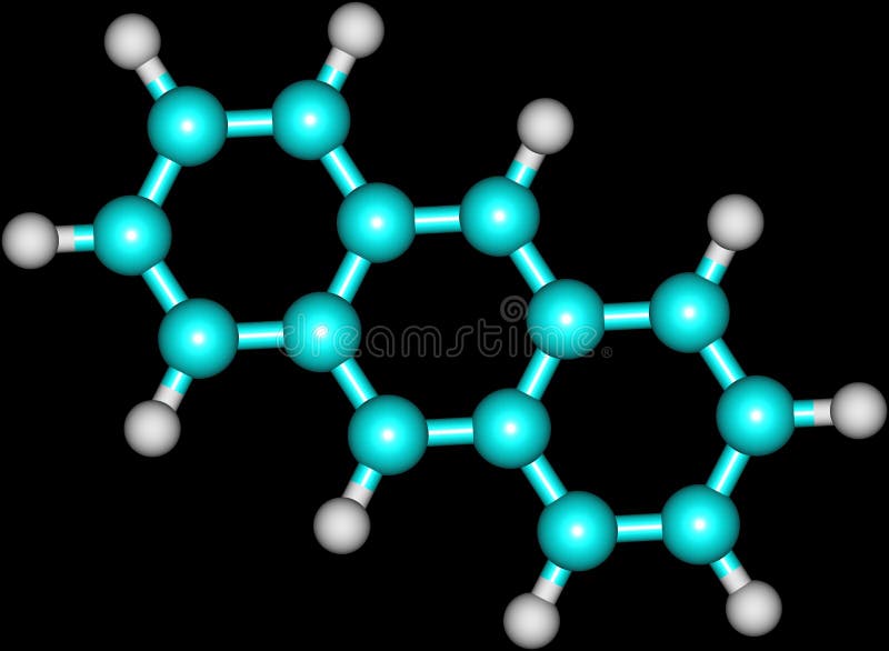 Anthracene Molecular Structure on Black Background Stock Illustration ...