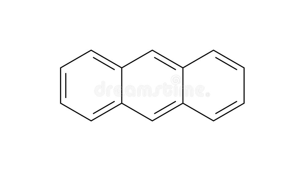 Anthracene Molecule, Structural Chemical Formula, Ball-and-stick Model ...