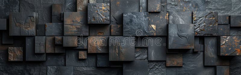 Anthracite Mosaic Concrete Texture - Dark Stone with Square Cubes ...