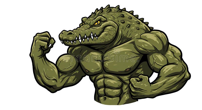Anthropomorphic Alligator with Exaggerated Muscular Features. the ...
