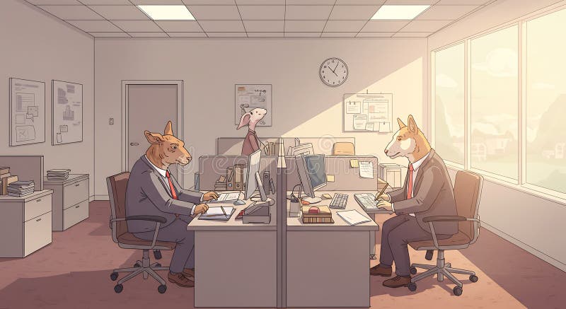 Anthropomorphic Animals Working Diligently in a Modern Office Setting ...