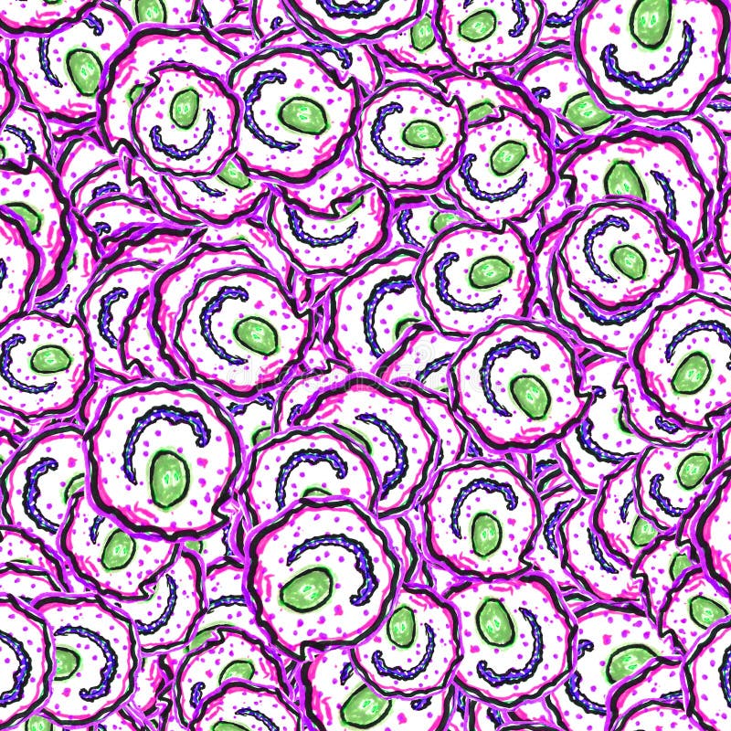 Anthropomorphic Bacteria Drawing Motif Random Pattern Stock ...