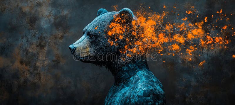 Anthropomorphic Bear in Profile, Blending Human and Animal Forms ...