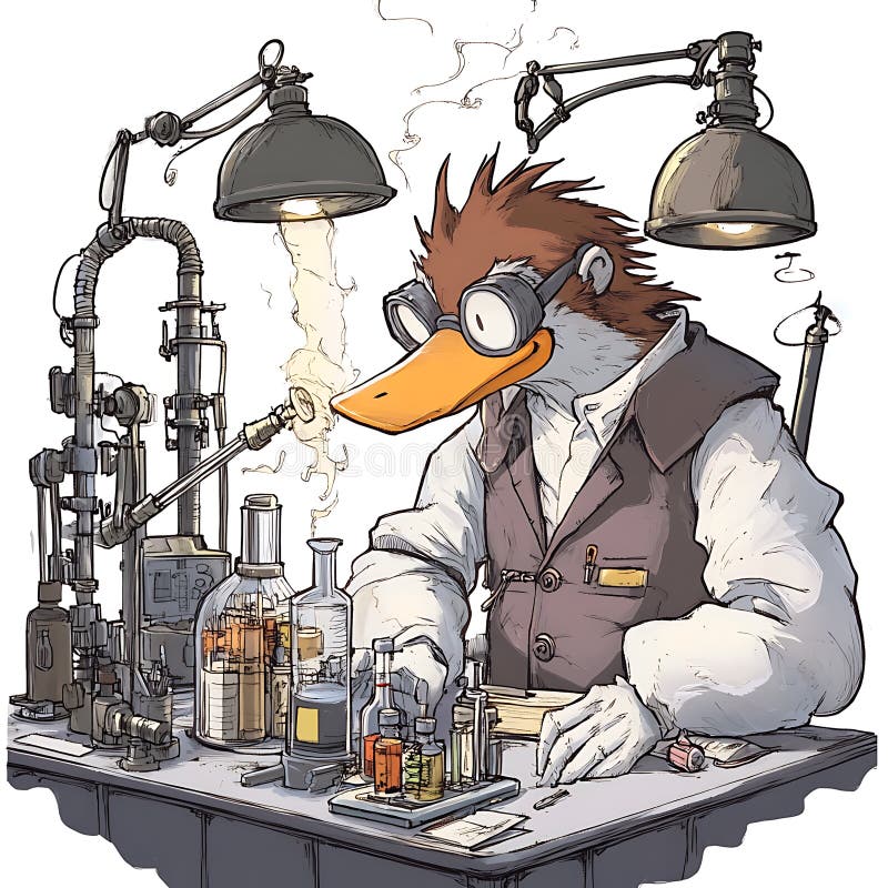 Anthropomorphic Bird Scientist Working in a Laboratory Stock ...