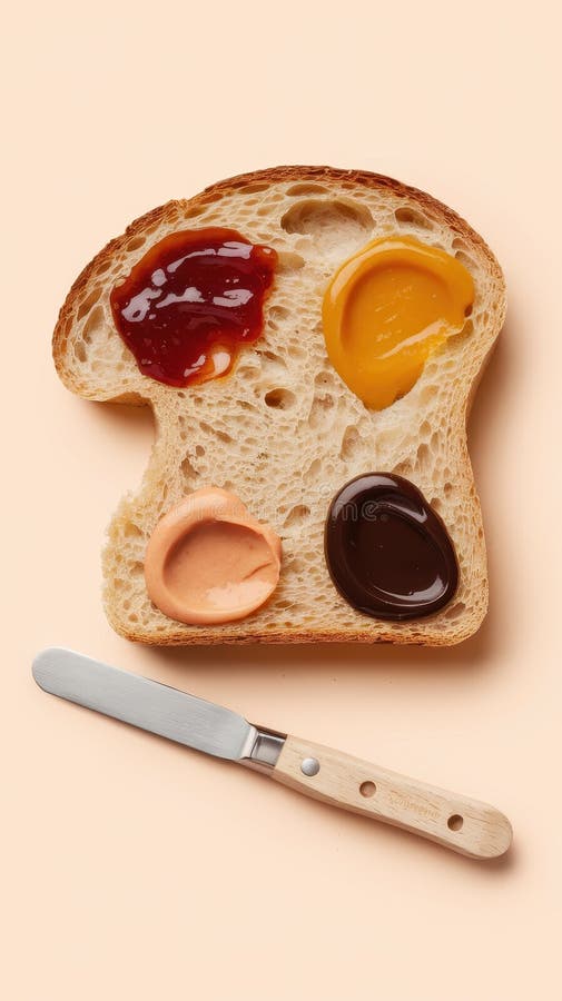 Anthropomorphic Bread Slice with Toppings Resembling Human Face Stock ...