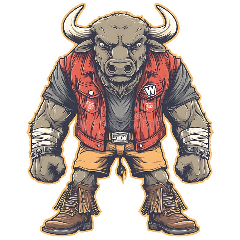 Anthropomorphic Bull Character Design Strong Edgy and Ready for Action ...