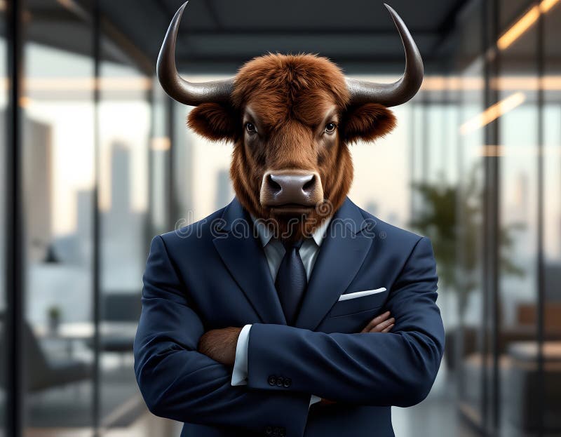 A Stylized Image of a Businessman with a Brown Bull S Head, Arms ...