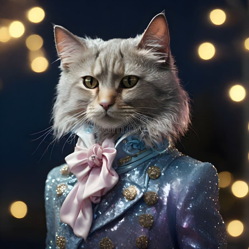 Anthropomorphic Cat at the Carnival Night - Pastel Colors and Glitter ...