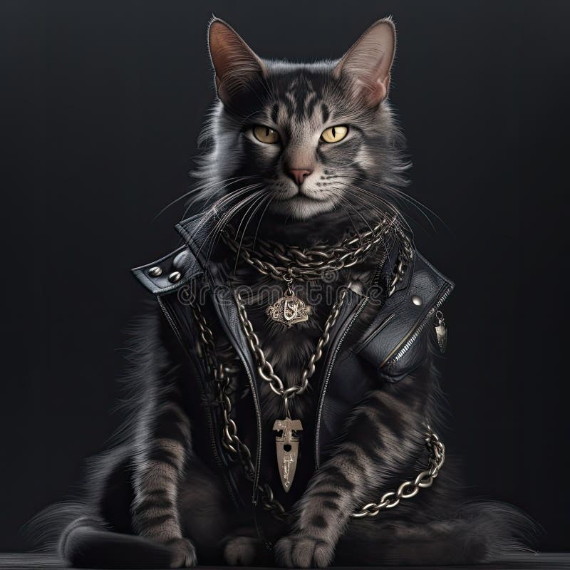 Anthropomorphic Cat Rocker with Mohawk. Generative AI Stock ...